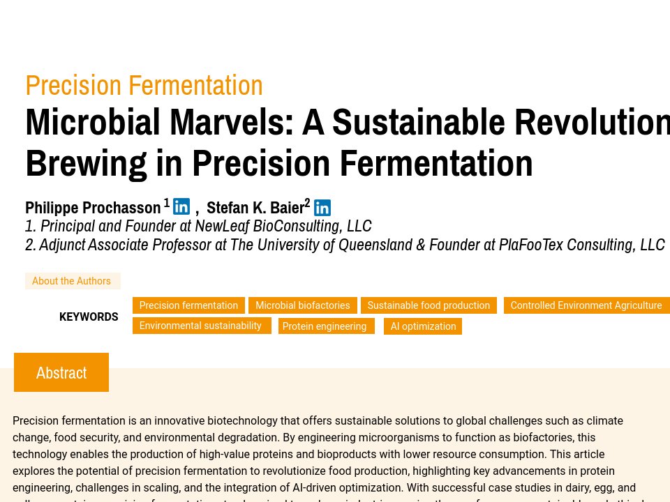 PRECISION FERMENTATION - The Ghost of Scale-Up in Precision ...